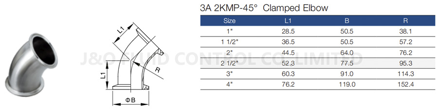 Sanitary 45 Degree Elbow Clamp - J&O Fluid Control Co., Limited.